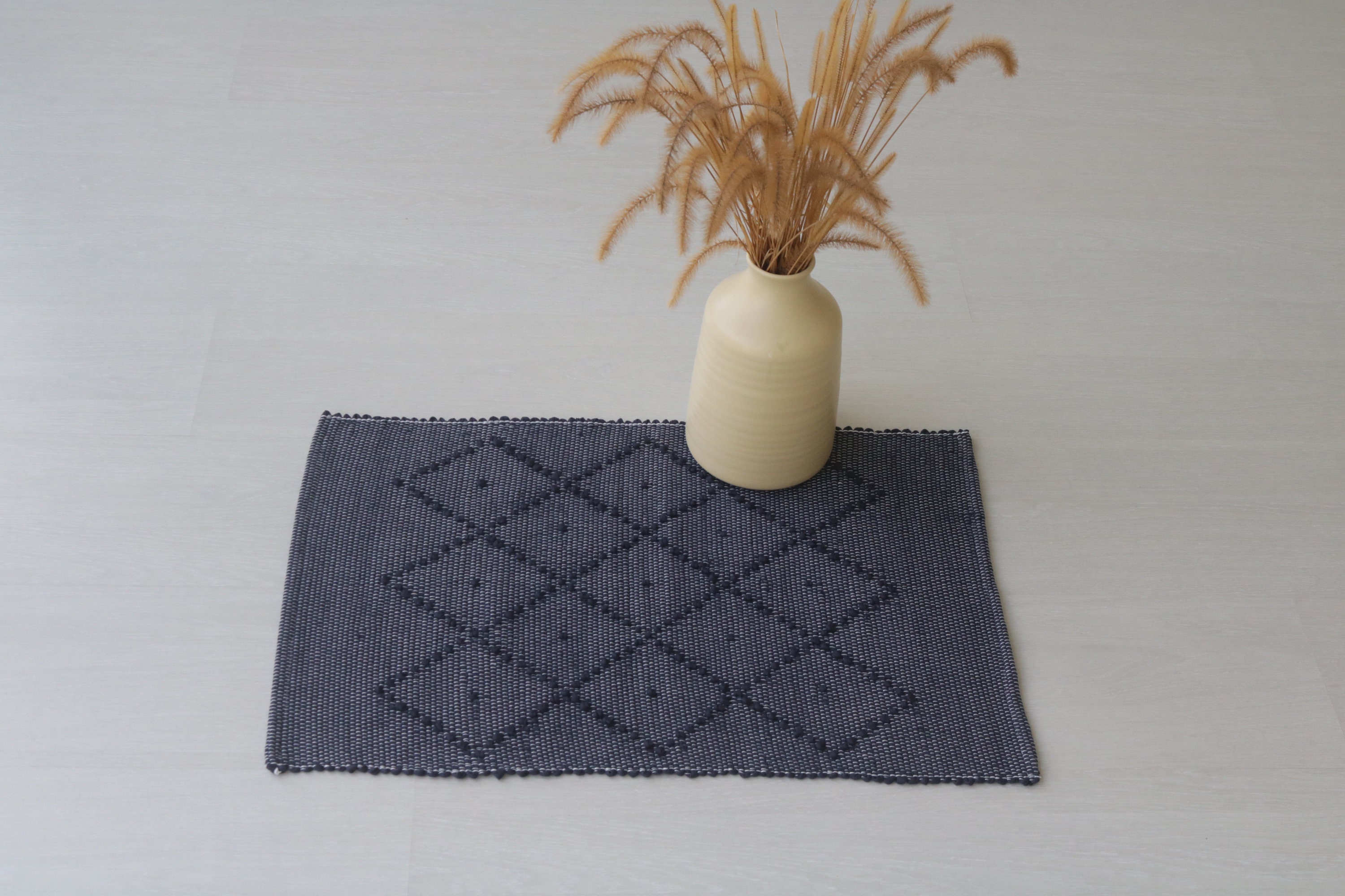 Mini Handwoven Blue Rug Blue Cotton Rug Bath Mat Mini Rug - Etsy