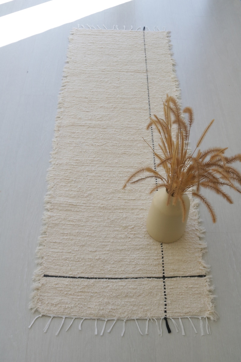 Runner Rug 150 Cm Cream Rug, Kitchen Rug Washable, Beige Cotton Rug ...