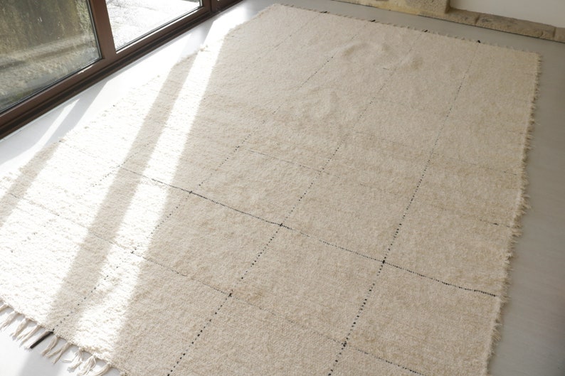 Large Handwoven Cream Rug 6.5x10 Feet Cream Area Rug Living - Etsy