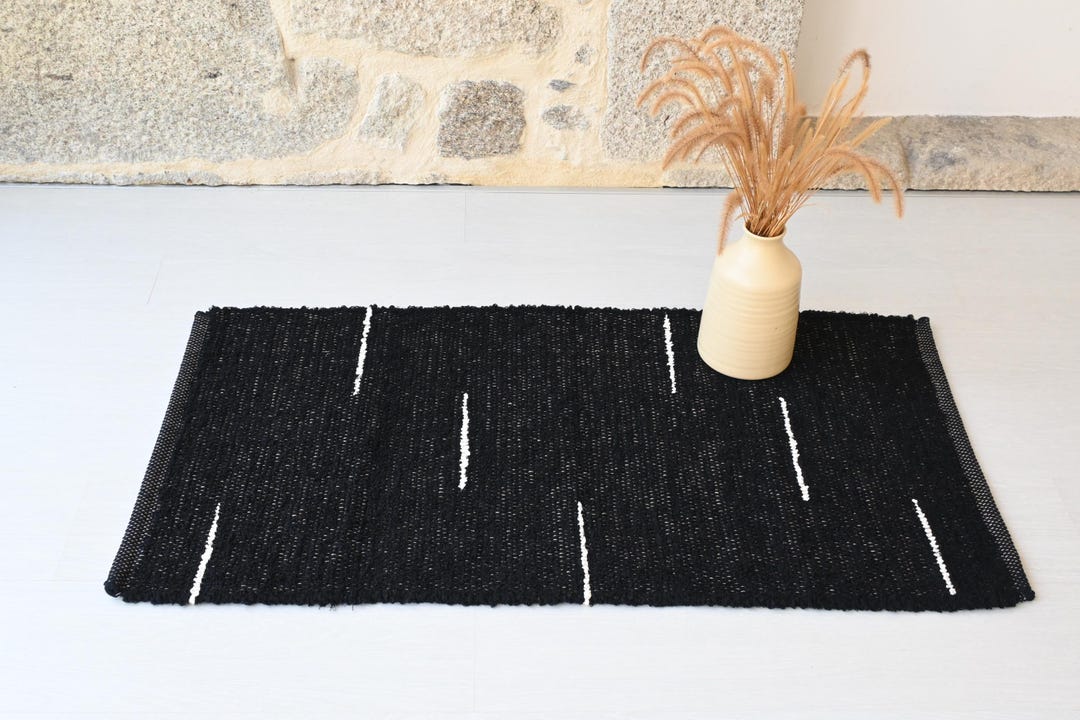 Small Black Rug, Bathroom Rug, Shower Rug, Bedroom Rug, Kitchen Rug ...