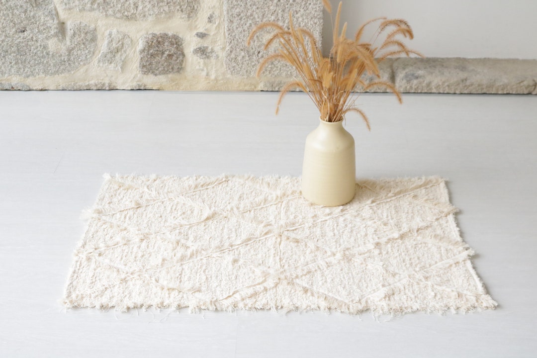 Small Cream Texture Rug, Unique Rug, Bathroom Rug, Bath Mat, Bedside ...