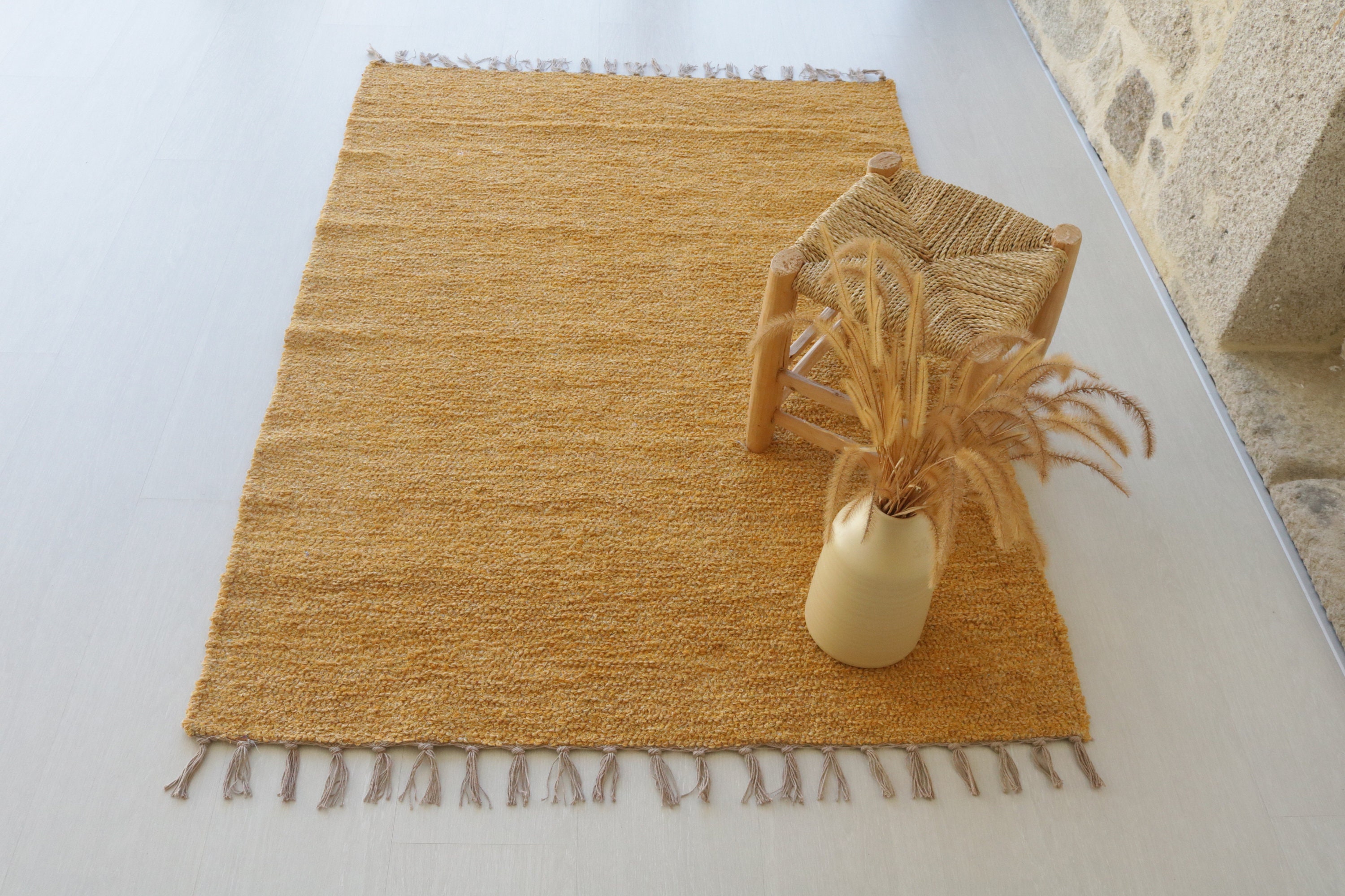 Medium Handwoven Yellow Rug 100x150 Cm Bedroom Rug Kids Rug - Etsy