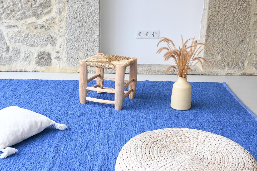 Large Dodger Blue Rug 170x240 Cm, Living Room Rug, Blue Area Rug, Kids ...