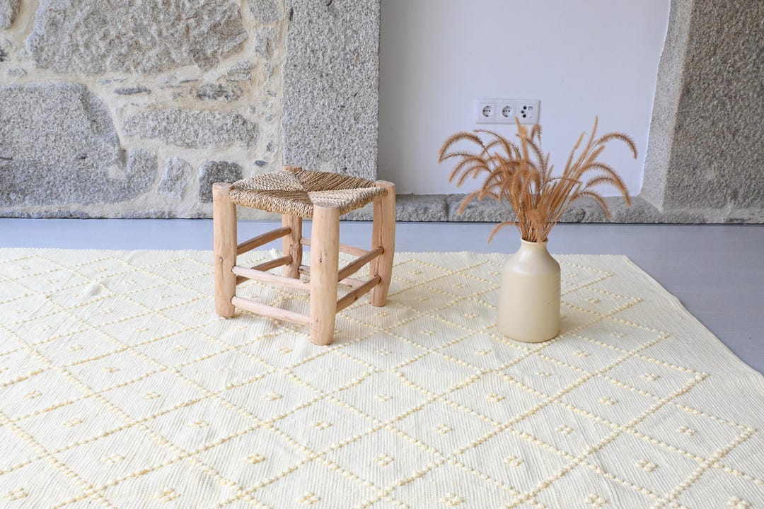 Large Light Yellow Rug, Yellow Area Rug, Cotton Rug, Kids Rug, Bohemian ...