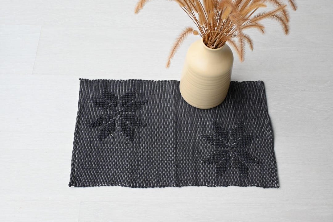 Mini Black Graphite Rug,black Cotton Rug, Shower Rug, Bathroom Rug ...