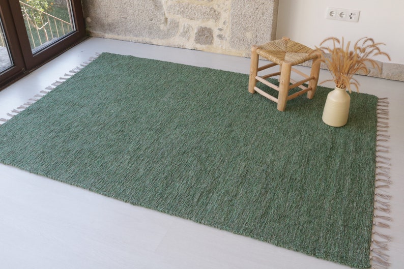 Large Handwoven Green Rug 140x200 Cm Living Room Rug Area - Etsy