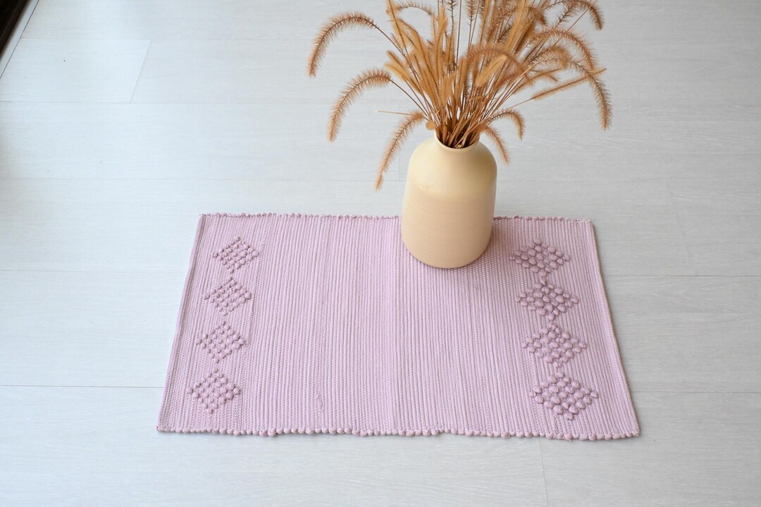 Mini Light Pink Rug, Shower Rug, Bathroom Rug, Place Mat, Geometric Rug ...