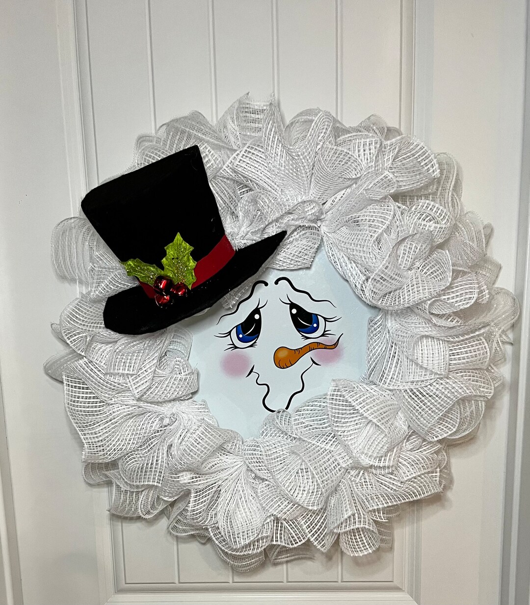 Snowman Front Door, Snowman Face Wreath, - Etsy