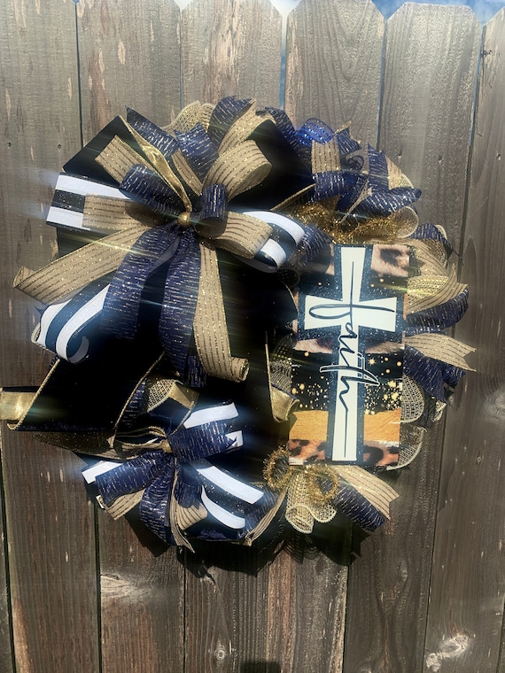 Religious Front Door Faith Wreath Faith Deco Mesh - Etsy