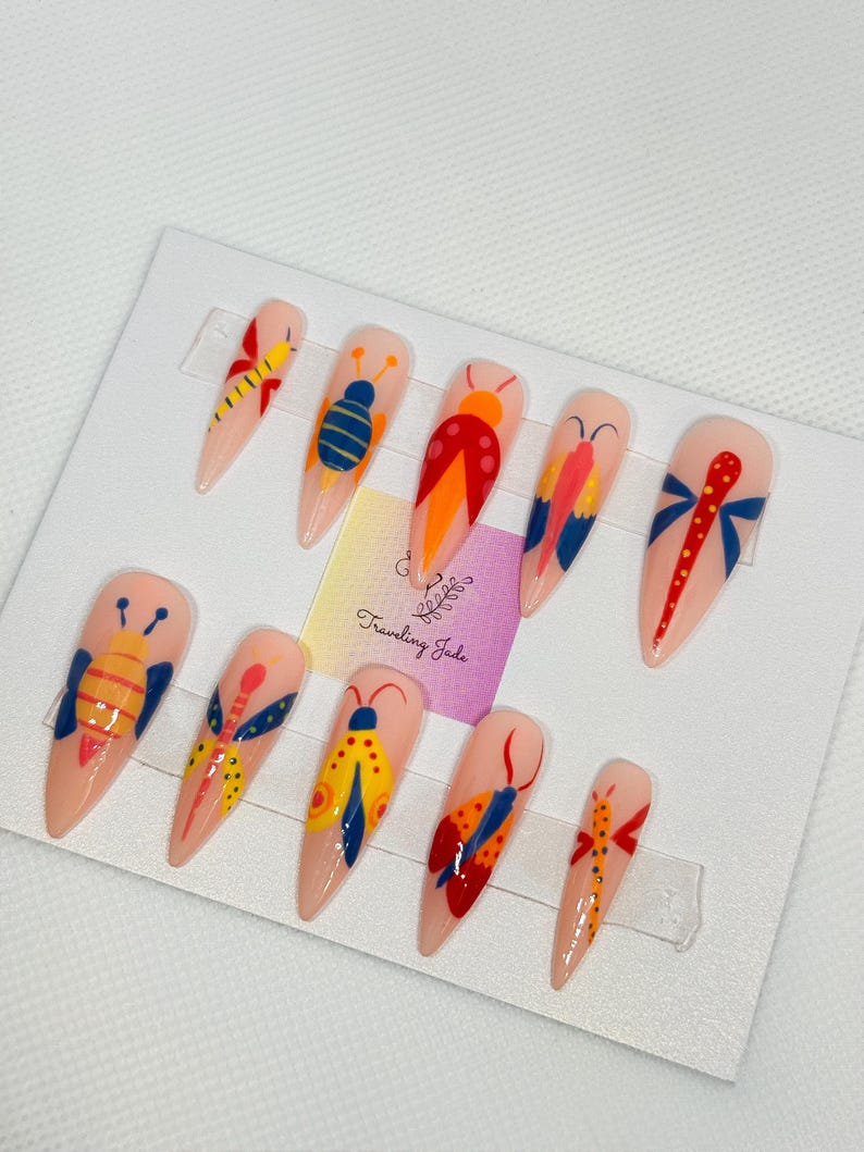 Insect Long Stiletto Press on Nails - Etsy