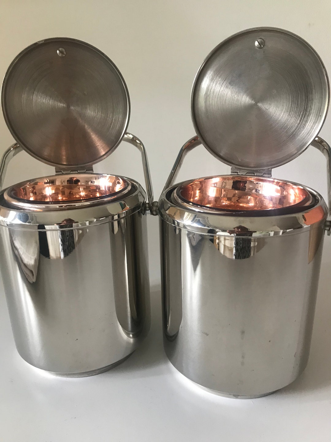 Beautiful Pair of Ice Buckets in Silver Metal, Original and Very Rare ...