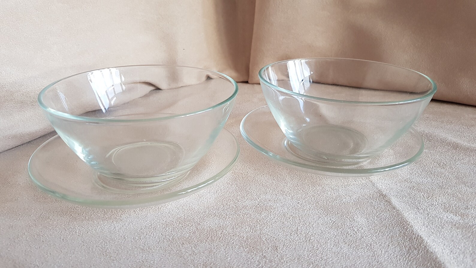 Pair of Clear Glass Arcoroc France Bowls and Saucers | Etsy