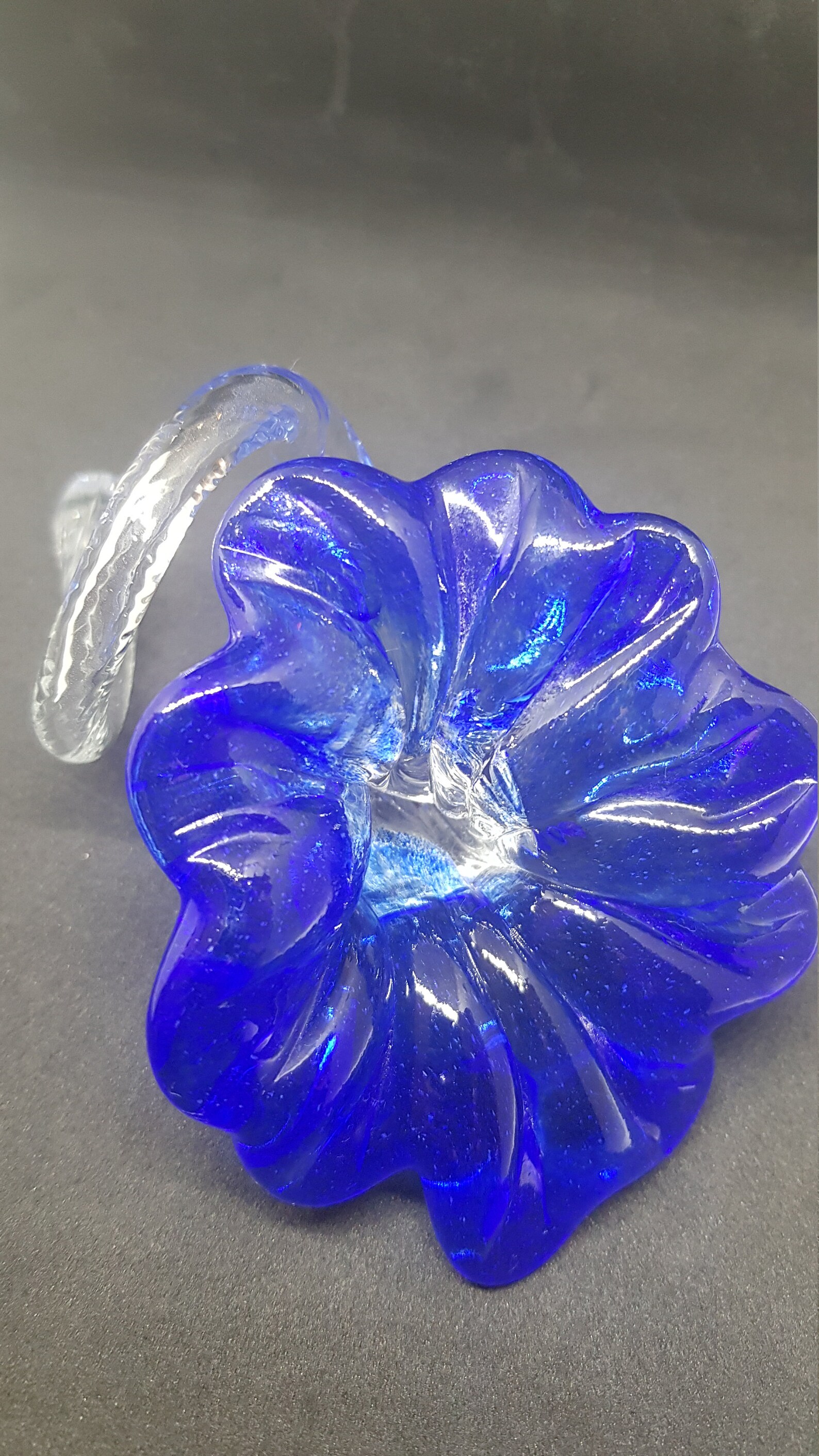 Beautiful Blue Blown Glass Flower Ornament | Etsy UK