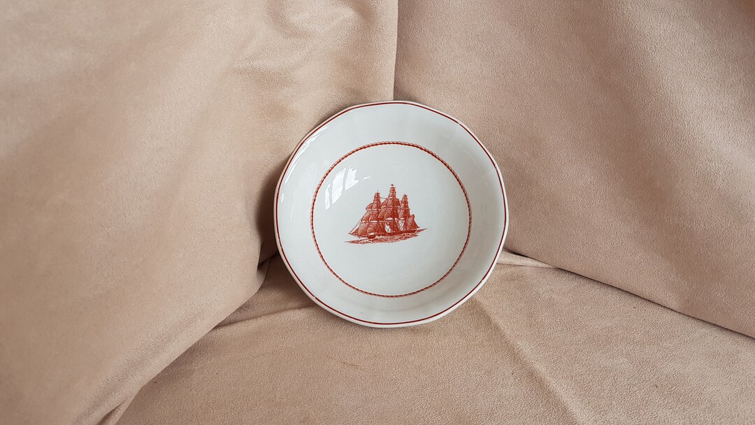 Wedgwood 'flying Cloud' Dish With a Beautiful Red Design of a Ship From ...
