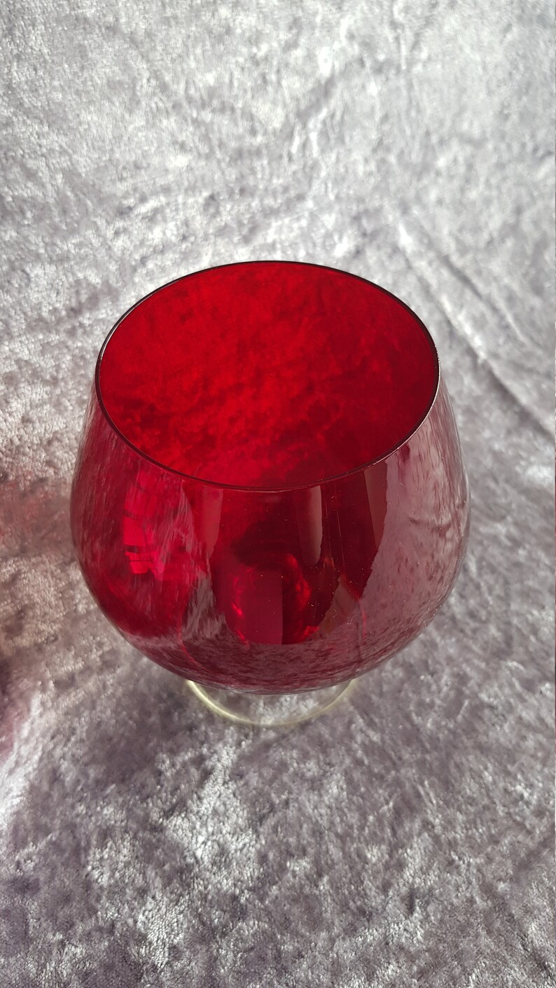 Red Brandy Glass Vase Etsy