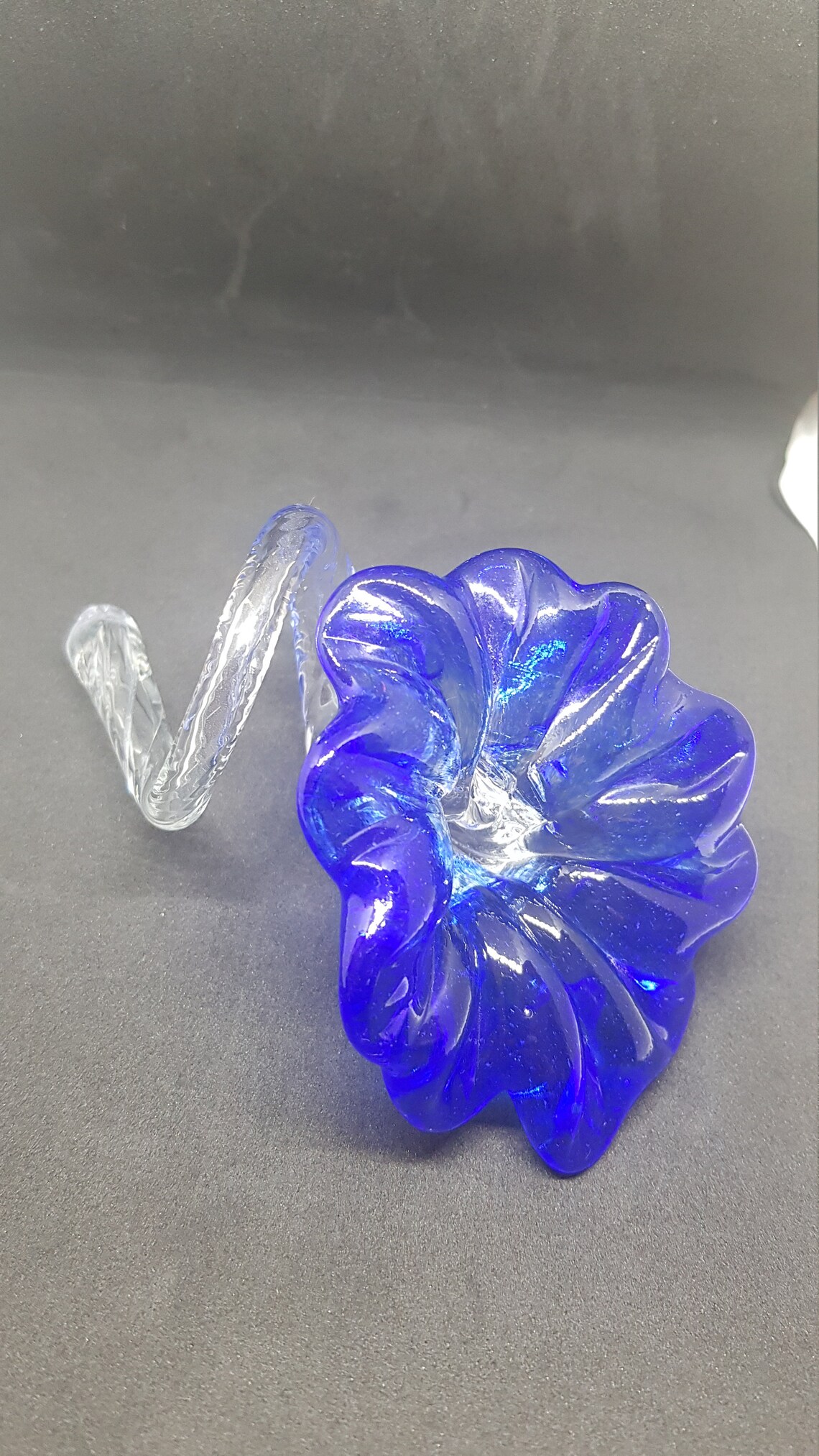 Beautiful Blue Blown Glass Flower Ornament | Etsy UK