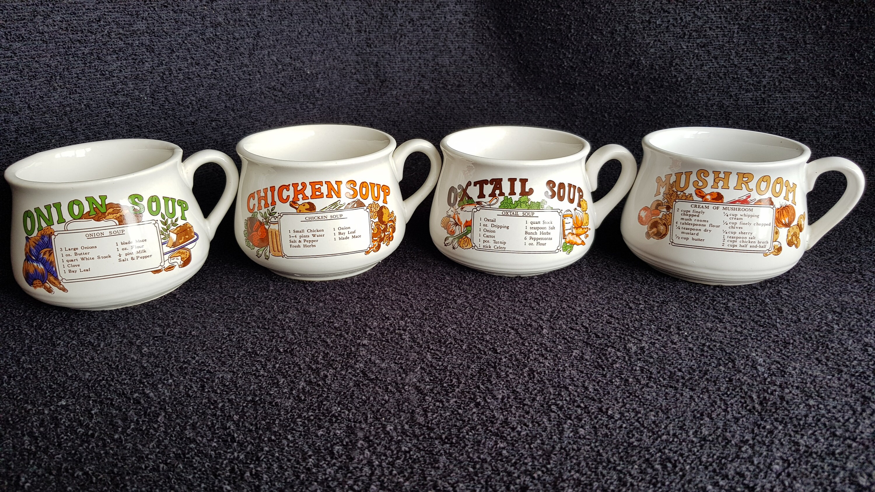 Set of 4 vintage soup cup/mug/ handled dish including Onion | Etsy