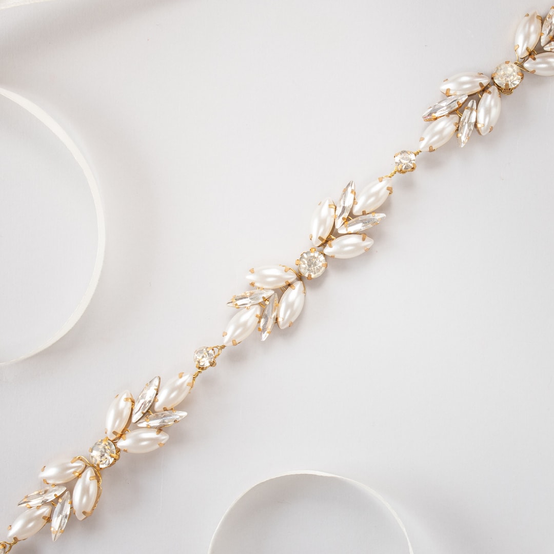 Pearl Bridal Belt for Wedding Dress, Crystal Sash for Bride With ...