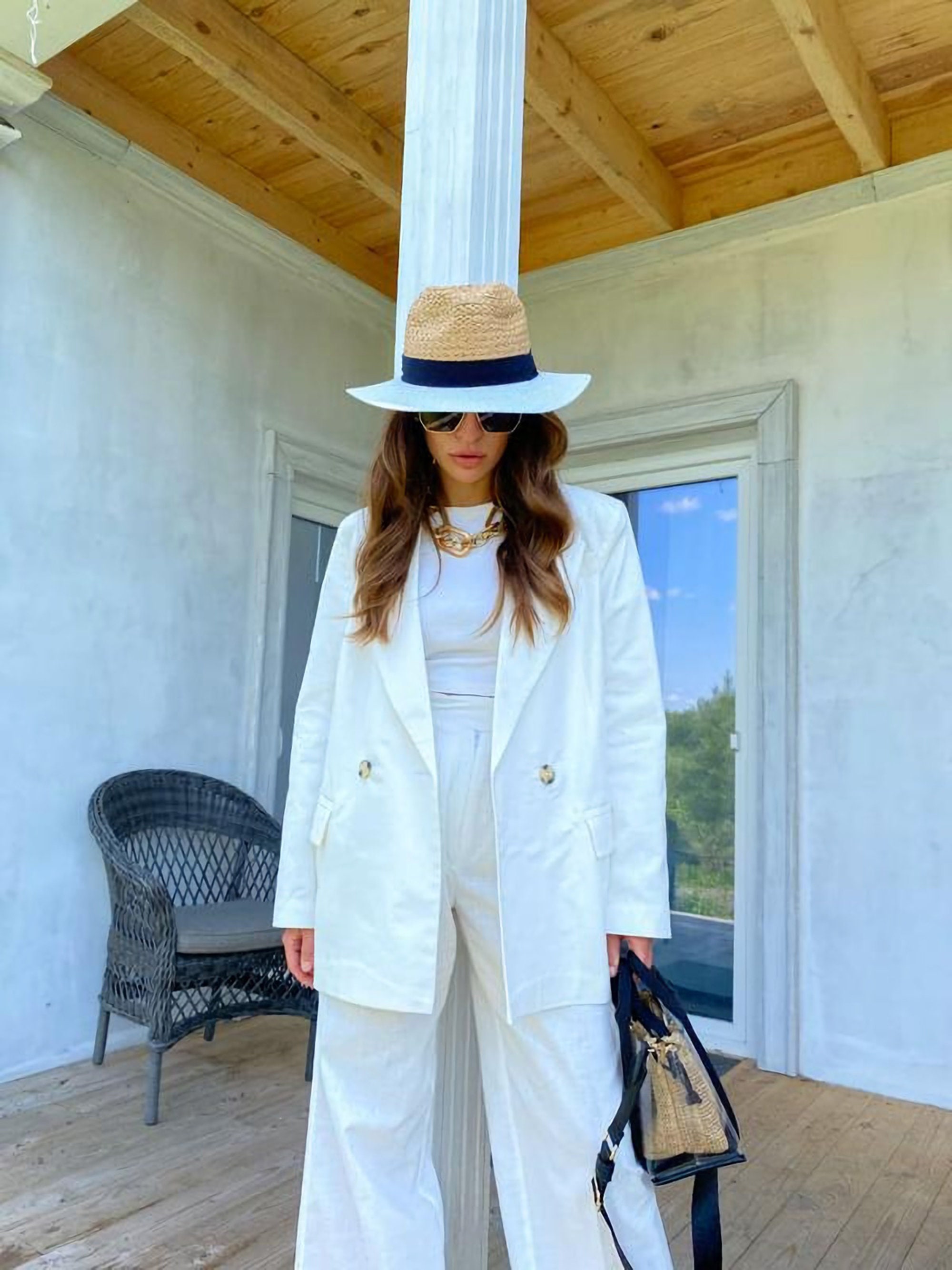 White linen suit Pants suit Linen Palazzo Pants Linen Suit | Etsy