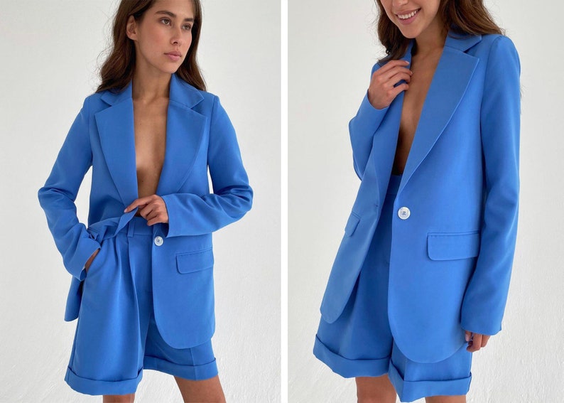 Blue 3 Piece Plaid Suits Dark Blue Suits With Blazer Etsy