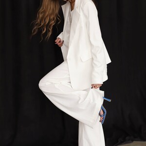 Elegant White Wedding Suit for Bride, Custom Tailored Bridal Pantsuit ...