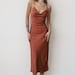 Short Silk Slip Dress in Rust Mini Slip Dress Copper 100% Silk Dress ...