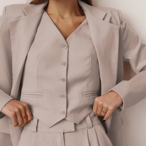 Beige Women Shorts, Bermuda Suit, Pleated Shorts, Summer Wedding, Wide ...