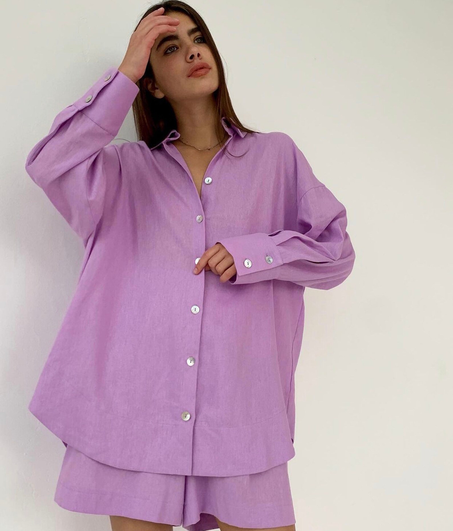 Linen Two-piece Set for Women With Shorts and Shirt Women - Etsy