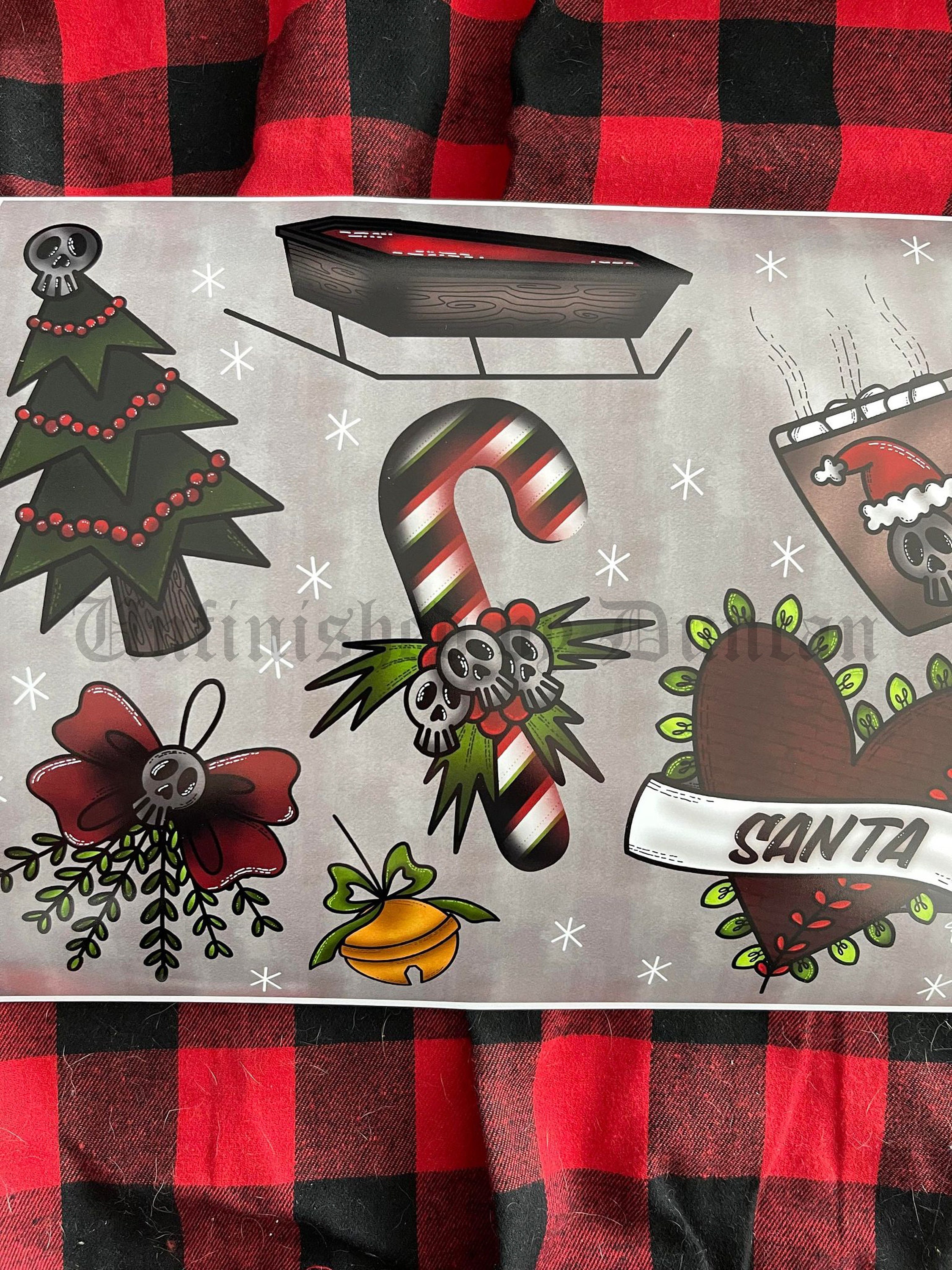 Christmas Traditional Tattoo Flash Art Print - Etsy