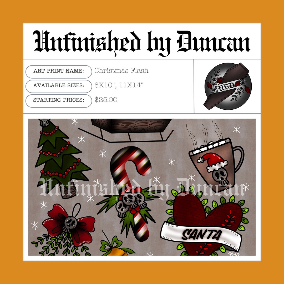 Christmas Traditional Tattoo Flash Art Print - Etsy