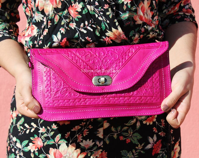 Pink Leather Wallet Women Slim Leather Wallet Leather Wallet - Etsy