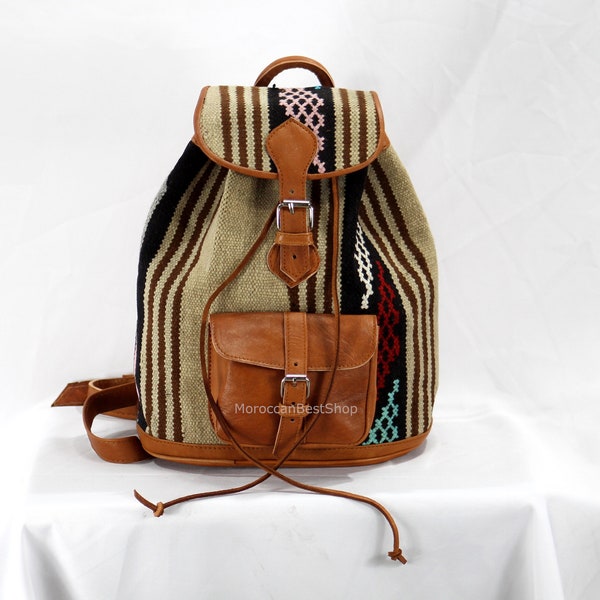 Boho Leather Backpack - Etsy
