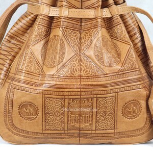 Large Drawstring Leather Bag, Moroccan Leather Bag ,boho Leather Bag ...