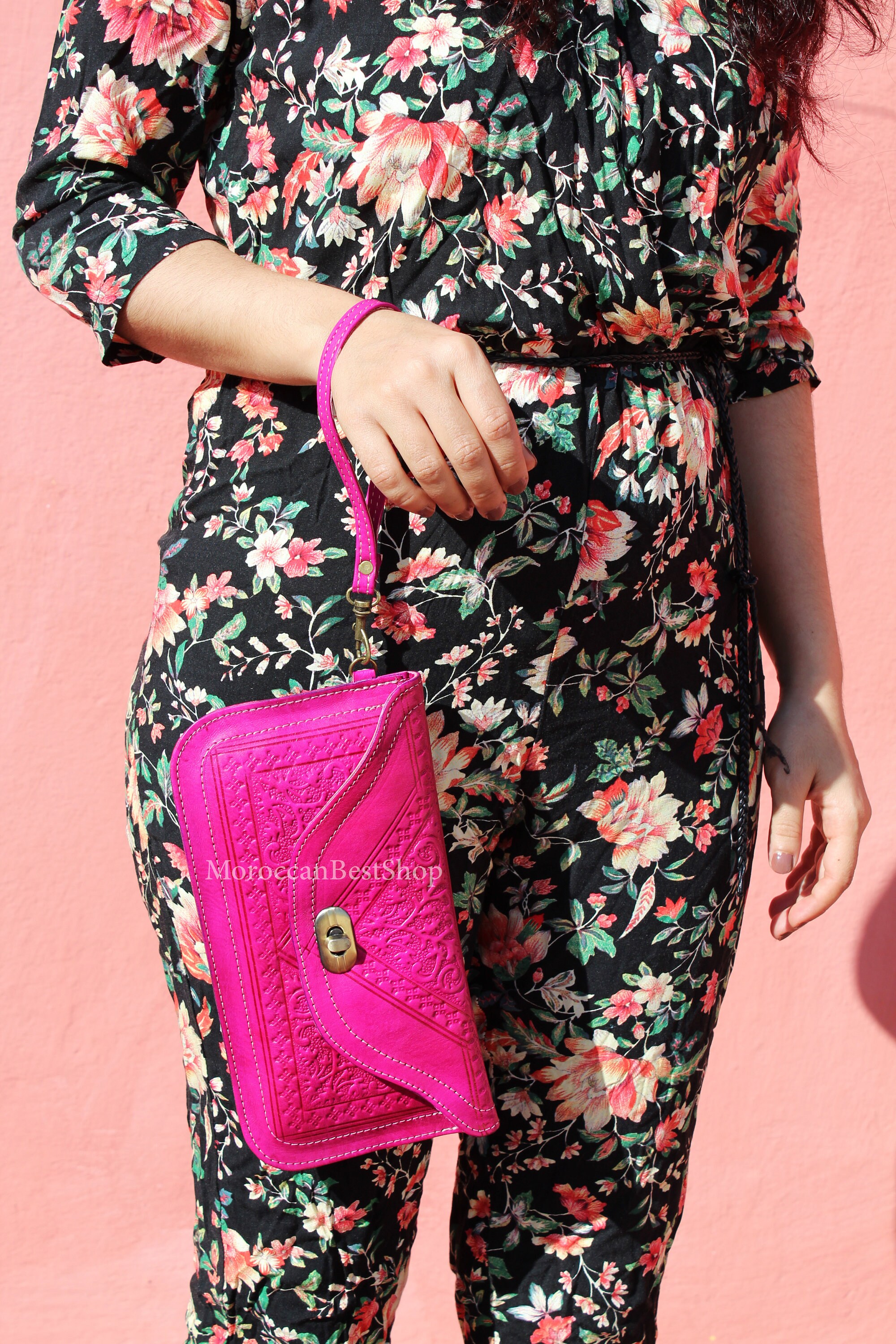 Pink Leather Wallet Women Slim Leather wallet Leather Wallet | Etsy