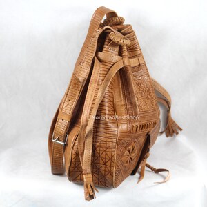 Large Drawstring Leather Bag, Moroccan Leather Bag ,boho Leather Bag ...