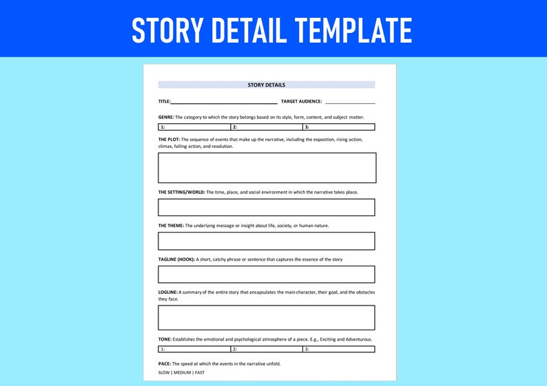 Story and Character Detail Recording Templates Three-act Structure ...
