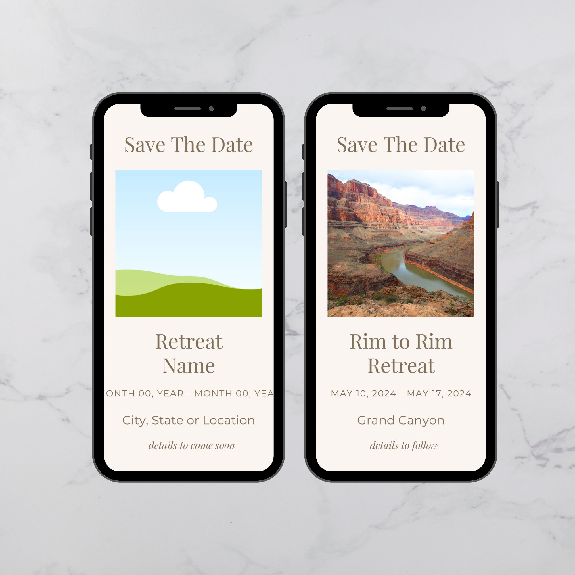 Save the Date Mobile Retreat Invitation Template | Editable on Canva ...