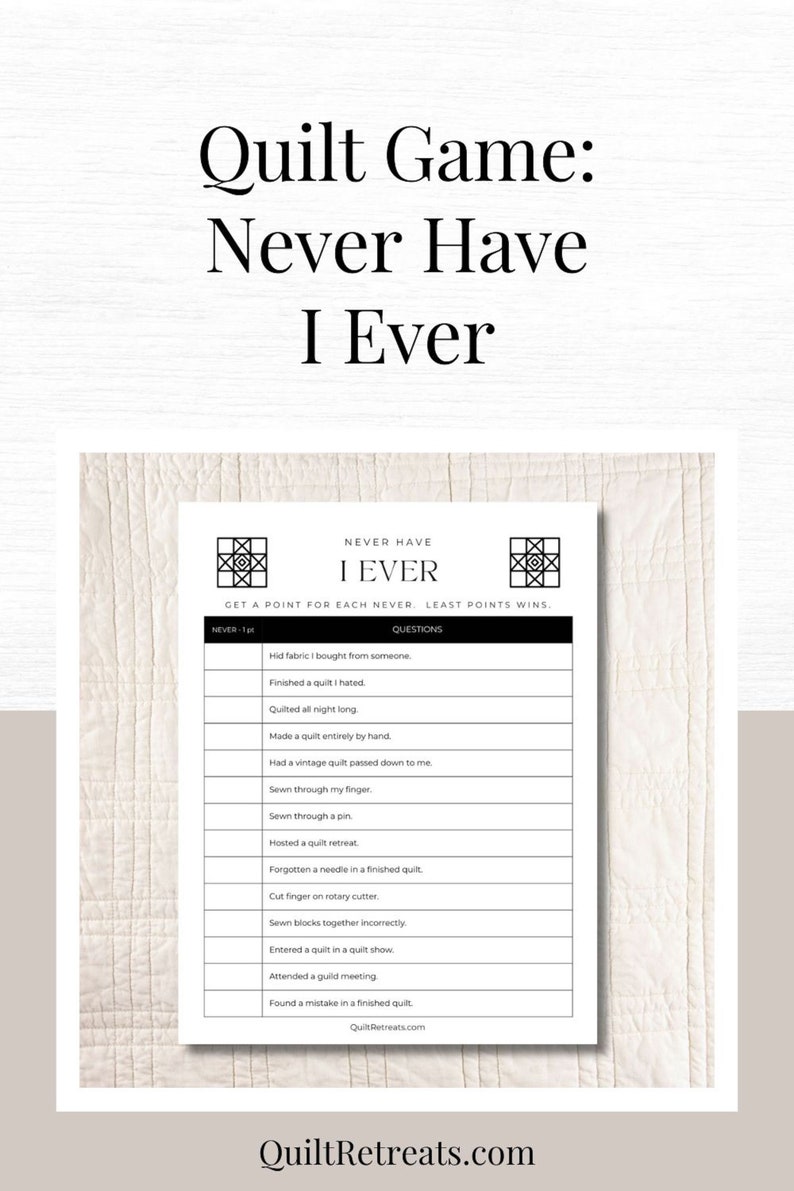 Quilt Game • Never Have I Ever • Printable PDF - Etsy