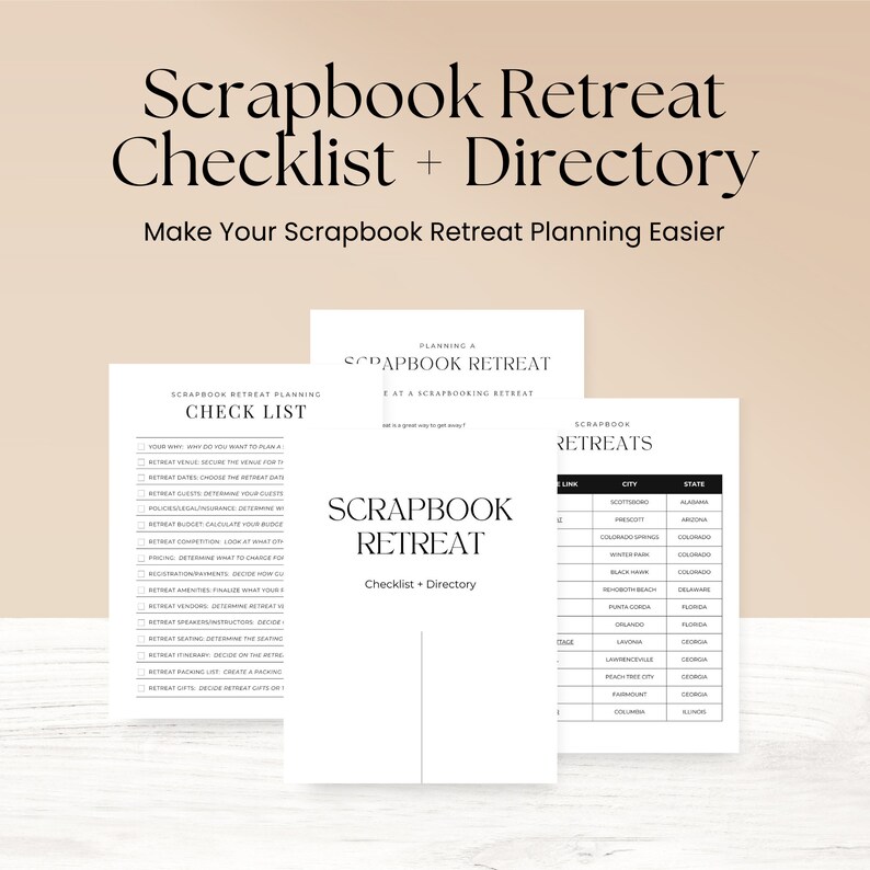 Scrapbook Retreat Planning Checklist • Scrapbook Retreat Directory - Etsy