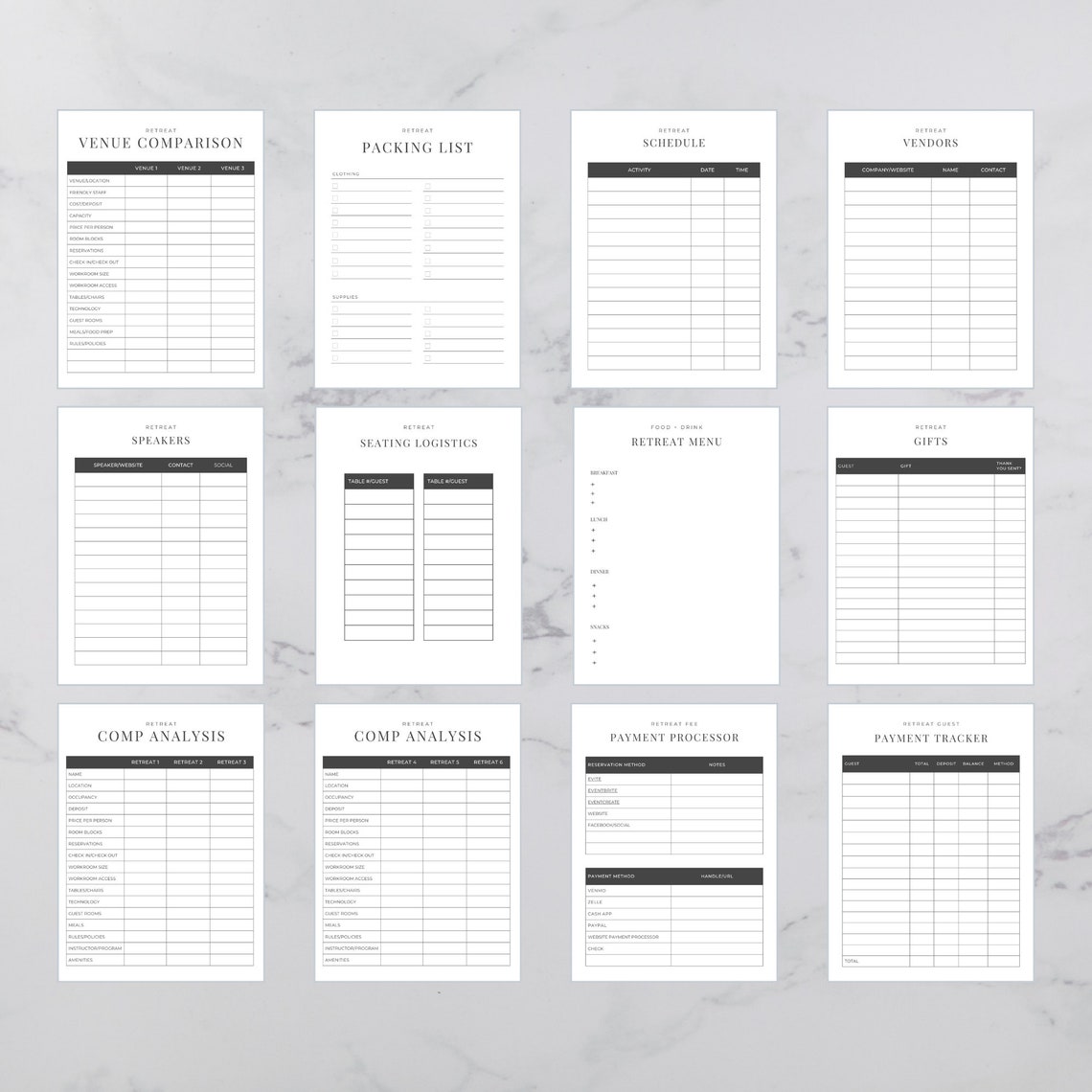 Retreat Planning Workbook | Event Planning Template | Fillable PDF - Etsy
