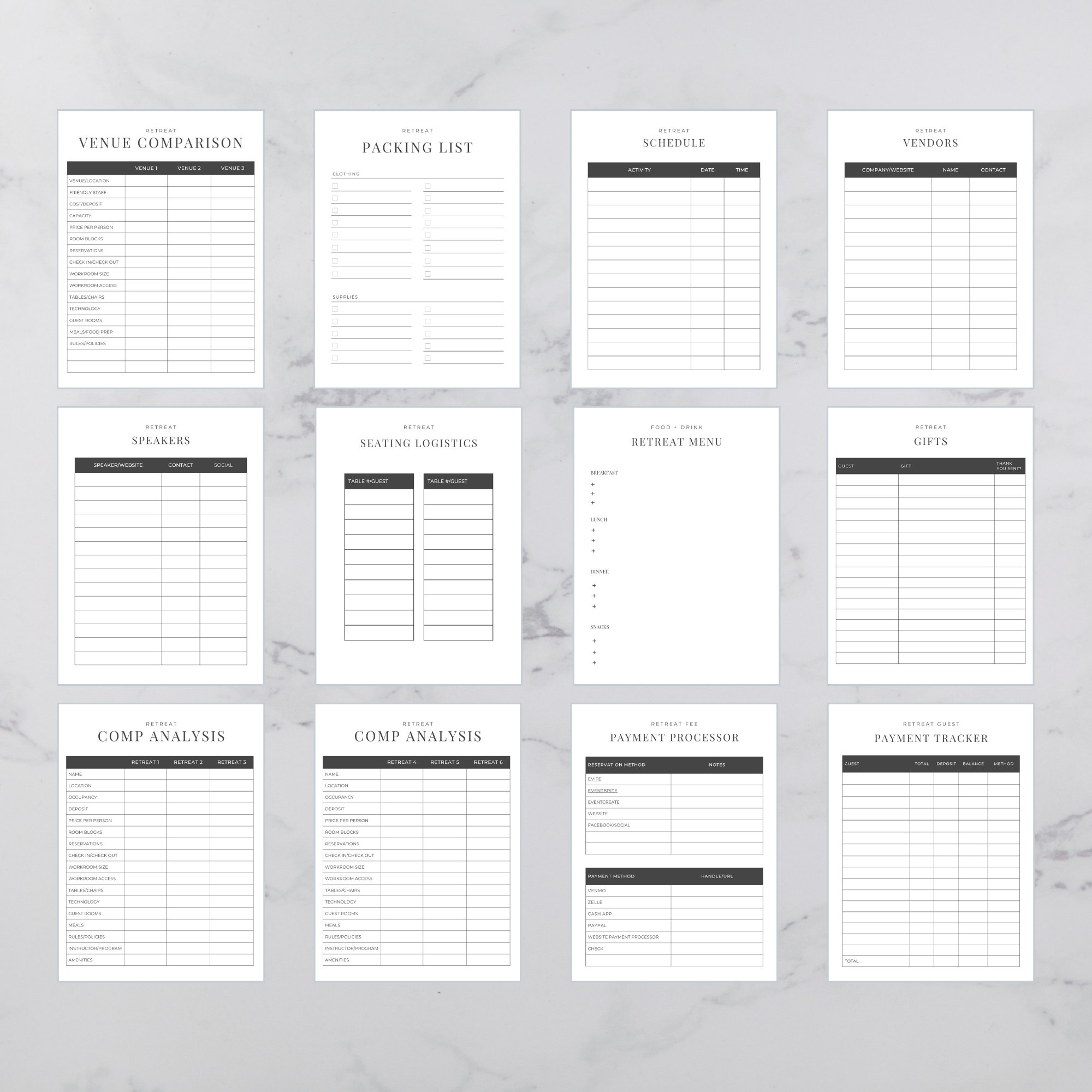 Retreat Planning Workbook | Event Planning Template | Fillable PDF - Etsy