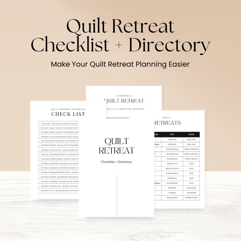 Quilt Retreat Planning Checklist • Quilt Retreat Directory - Etsy