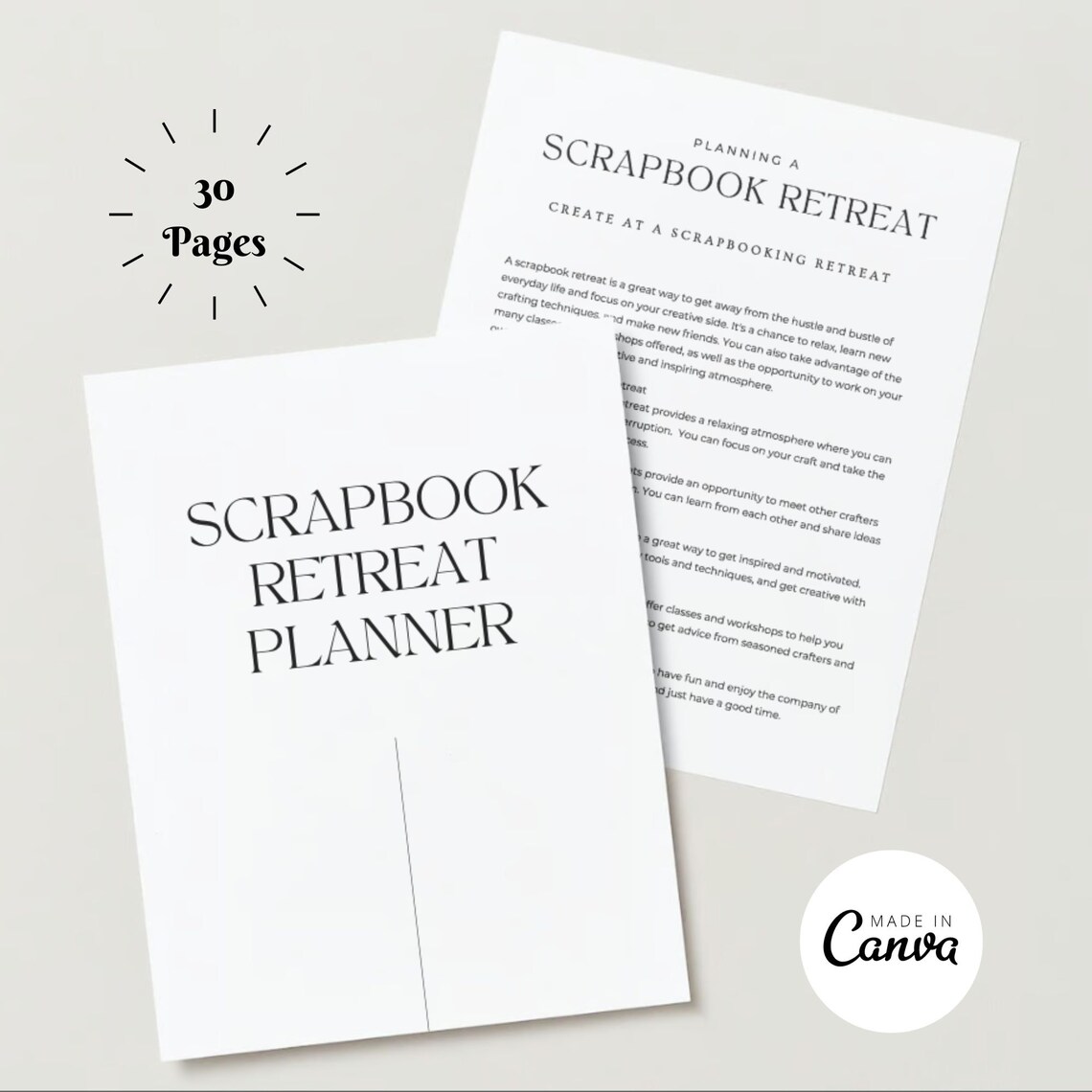Scrapbook Retreat Planner 30 Pages Editable in Canva - Etsy