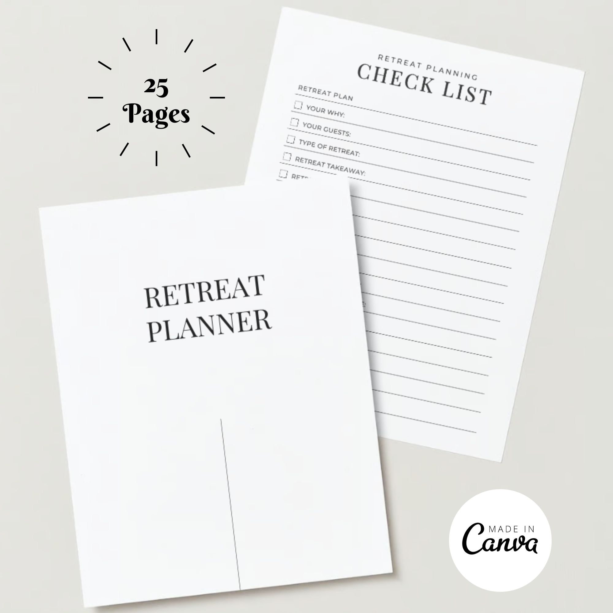 Retreat Planning Workbook Editable in Canva - Etsy