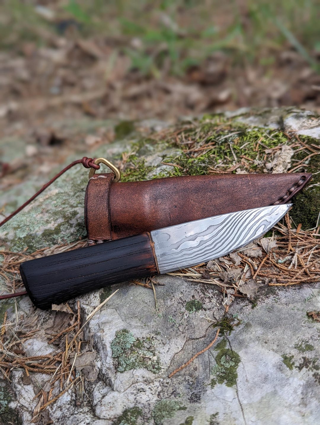 Rustic Damascus Necklace Knife - Etsy