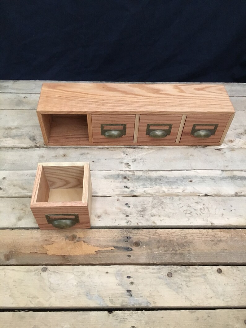 Oak Antique Style Bank of Drawers, Drawers, Organizer, Storage, Card ...