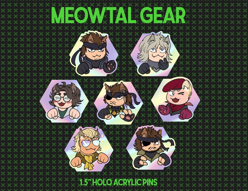 Meowtal Gear Holo Pins - Etsy