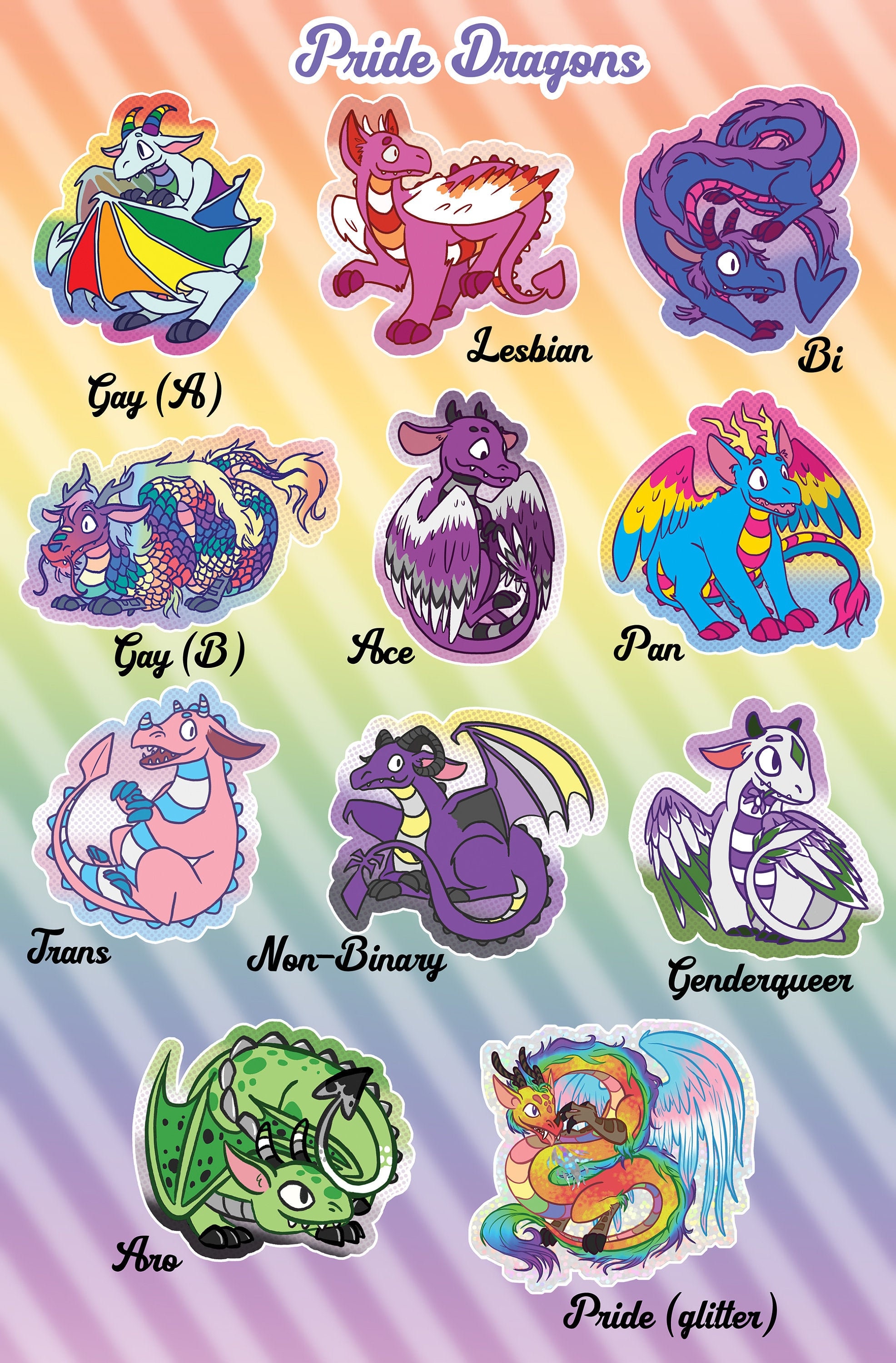 Pride Dragon Stickers Etsy Uk