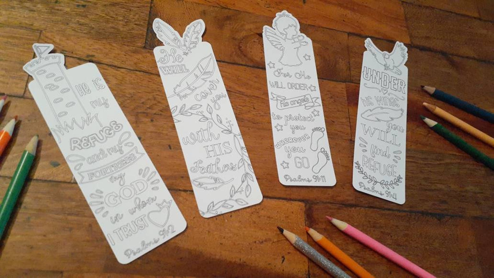 Psalms 91 Set 4 Svg Coloring Bookmarks Psalms 91 Bible | Etsy
