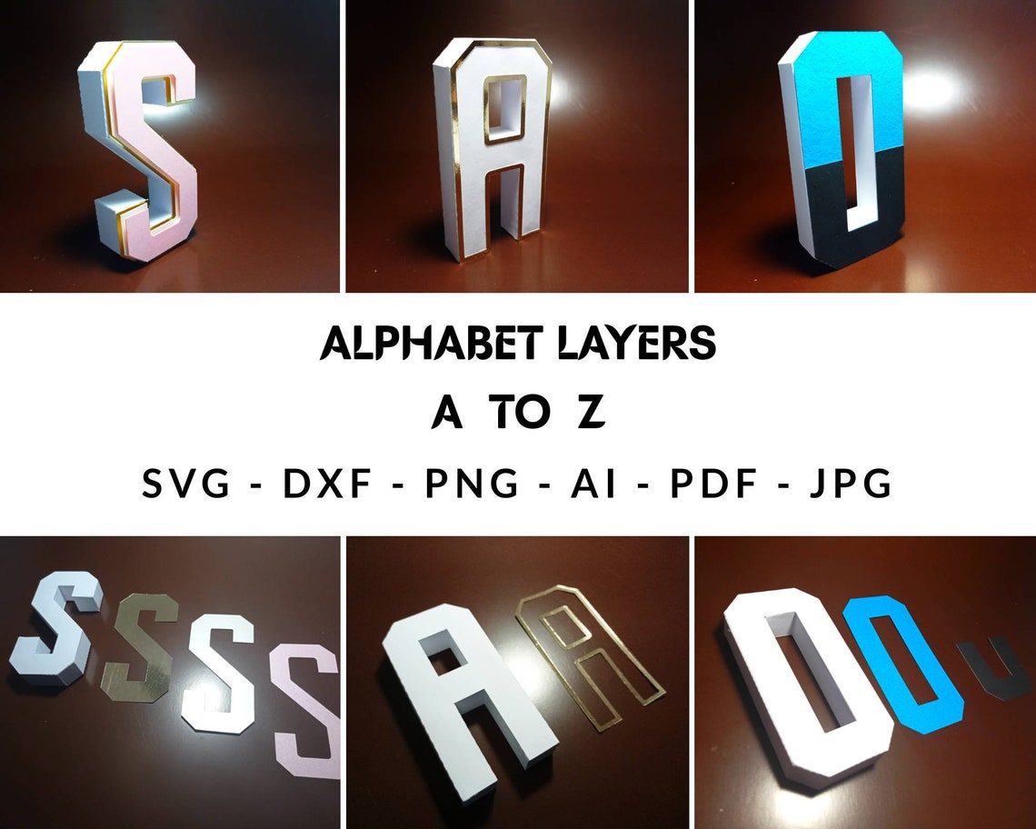 Layers for 3D Letters Svg Alphabet A to Z Only 5 layers for - Etsy España
